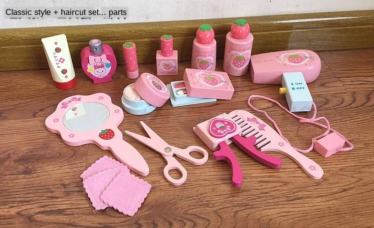 Wooden children's dressing table toy 3 4 5 6 7 year old girl makeup ...