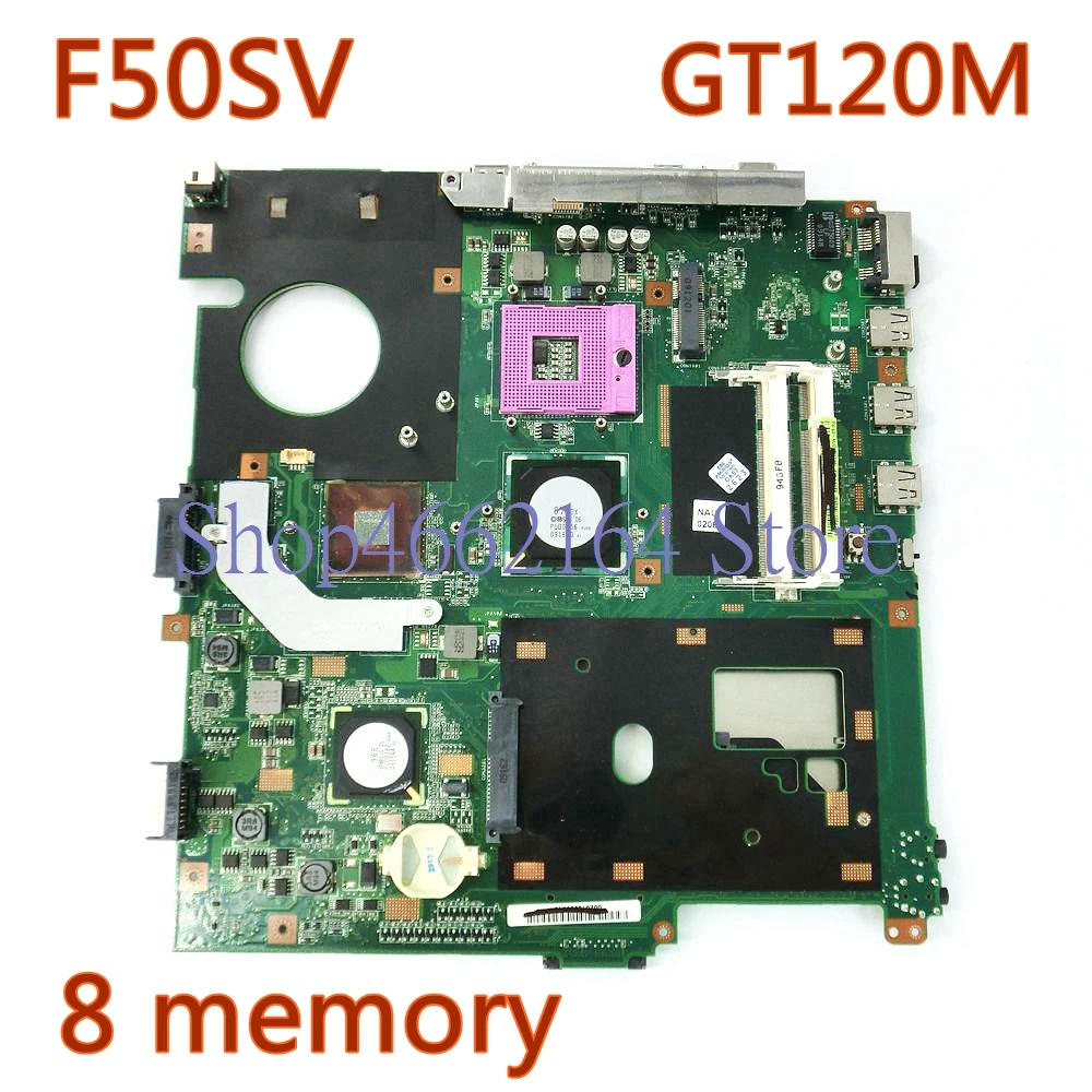 F50sv M.b.rev2.1 Gt120m / 8 Memory Laptop Motherboard For Asus F50 F50s ...