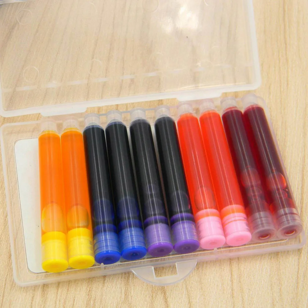 박스 팩 10pc 컬러 만년필 잉크 리필 컨버터 펌프 34mm 카트리지 펜 리필pen Refillscartridge
