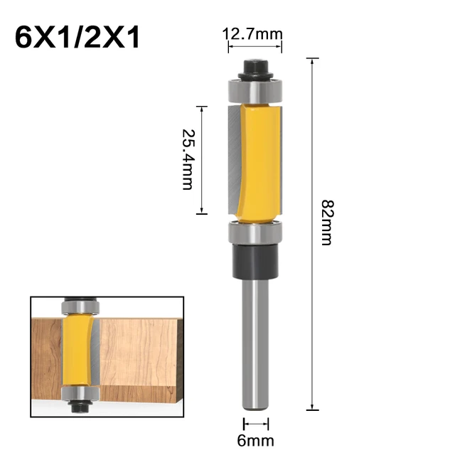 1Pc 6mm 1/4" Shank Template/Trim Router Bit, with 2" Long Routing ...