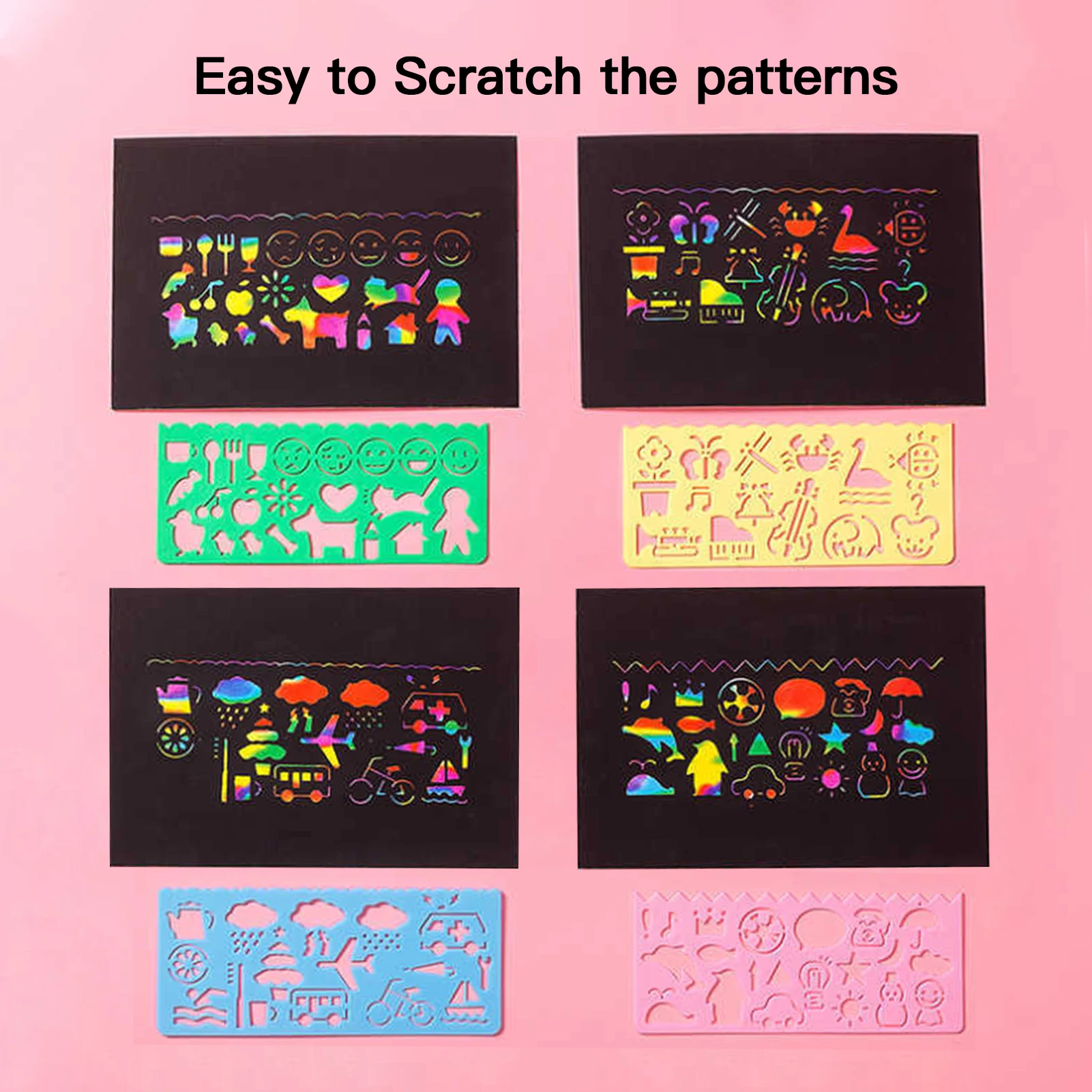 Gommette,Ensemble de papier à gratter magique arc-en-ciel pour enfants ...