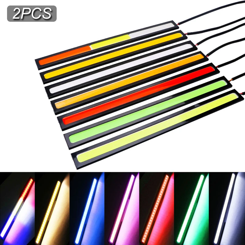 2Pcs-17CM-Car-LED-COB-Daytime-Running-Light-Strip-12V-Auto-DRL-Driving ...