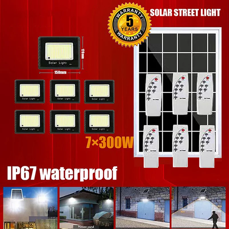 Solar LED Street Light Projection Range Far Remote Control Highlight ...