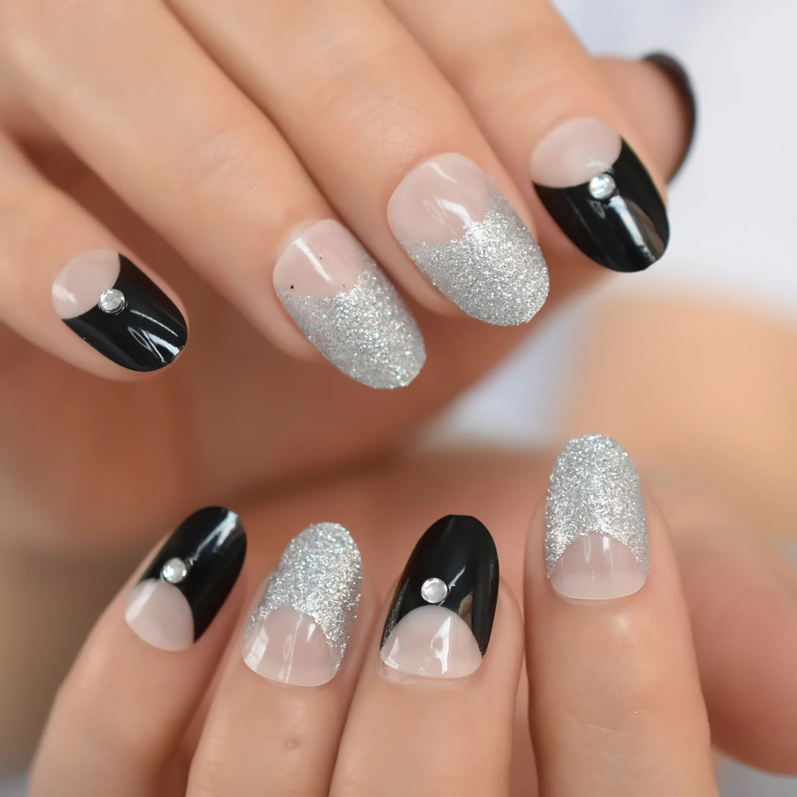 Silver French Tip Nail Designs