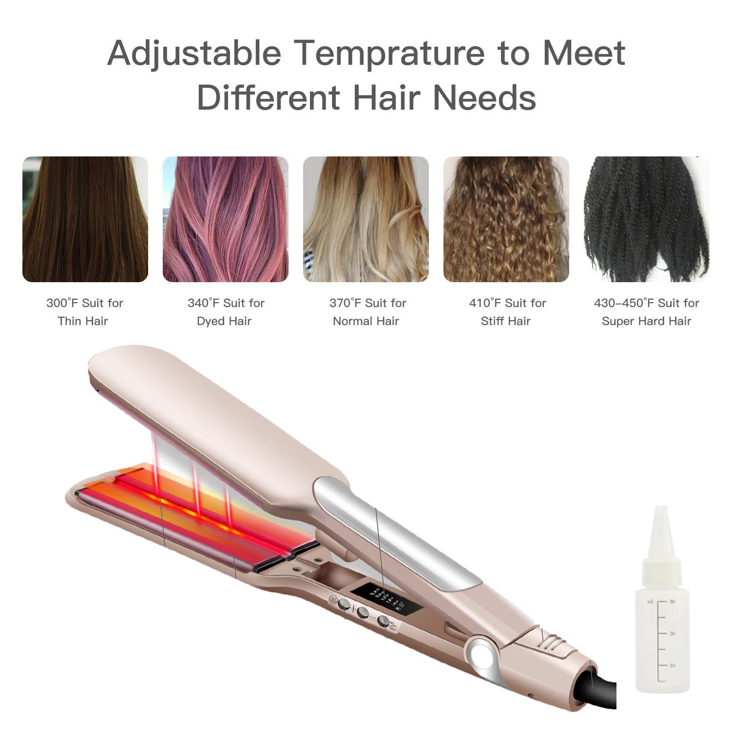 Infrared Hair Straightener Salon 2 Inch Wide Plate Straighter Iron ...