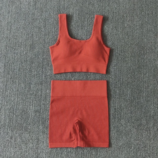 WAREBALL 2PCS Women Yoga Set Gym Set Sexy Bra Seamless Sports Shorts Workout Running Clothing ...