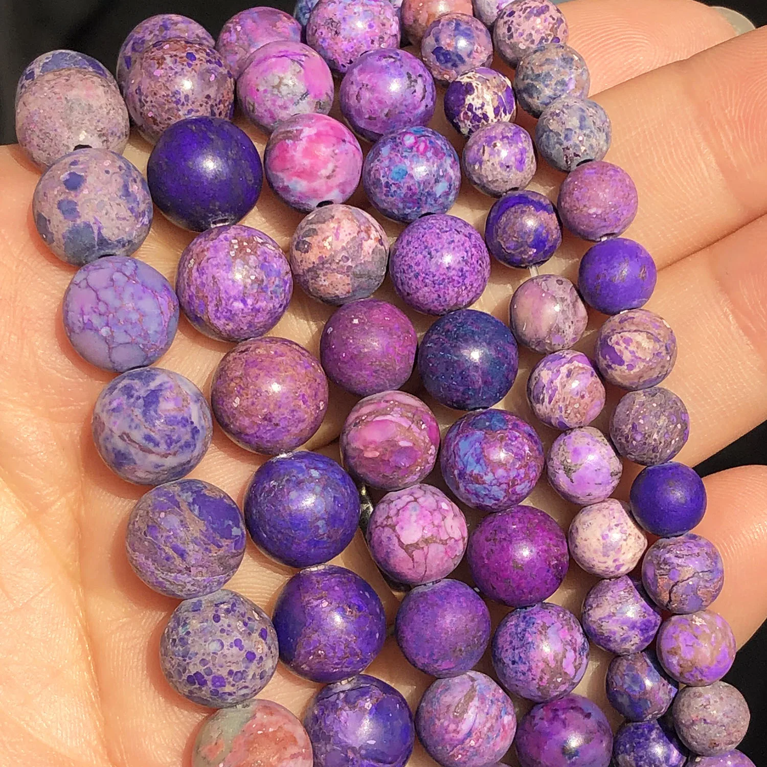 4 6 8 10mm Purple American Turquoises Howlite Stone Beads Natural ...