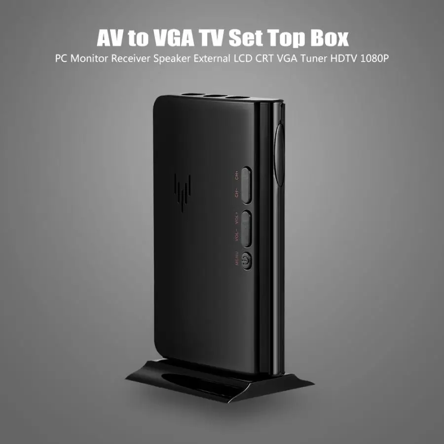 AV to VGA TV Set Top Box PC Monitor Receiver Speaker External LCD CRT ...