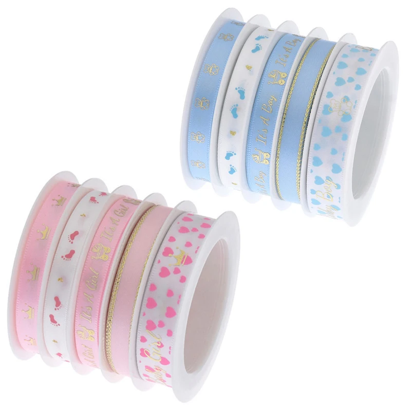 5-10M-Blue-Pink-Baby-Printed-Satin-Ribbons-For-Kid-Birthday-Gift ...