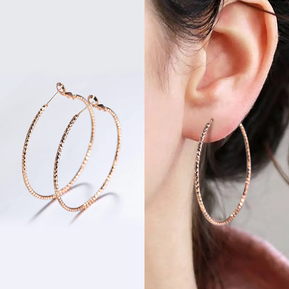 Mode-Memutar-Anting-Bulat-Besar-untuk-Wanita-Perempuan-585-Warna-Rose ...