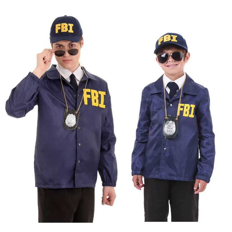Dress Up Fbi Agent Police Uniform Bule Top & Hat Costume Fancy Dress ...