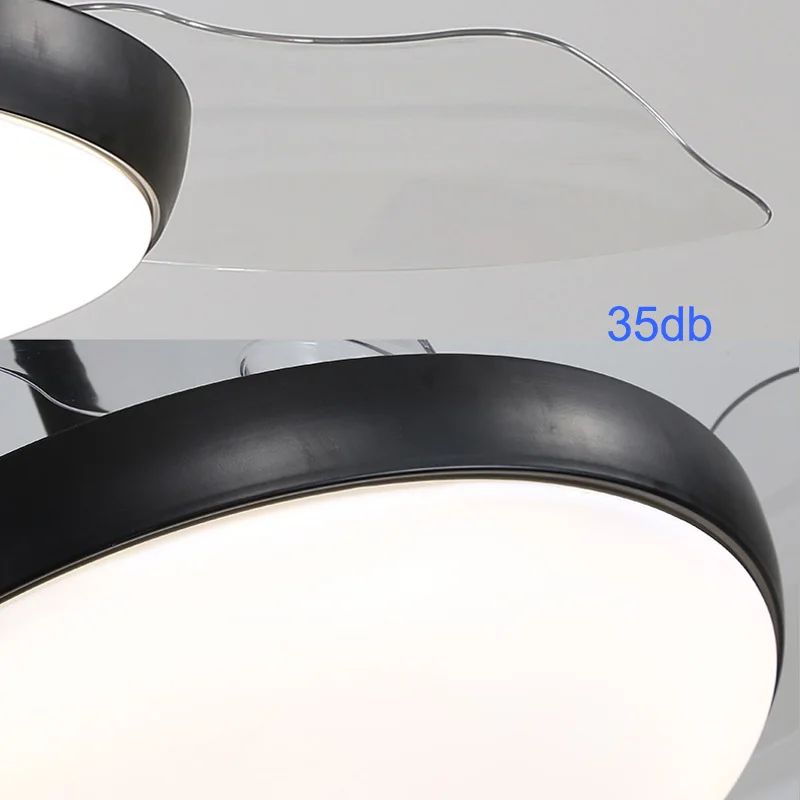 Modern black ceiling fan lamp led for dining room plafond ventilator ...
