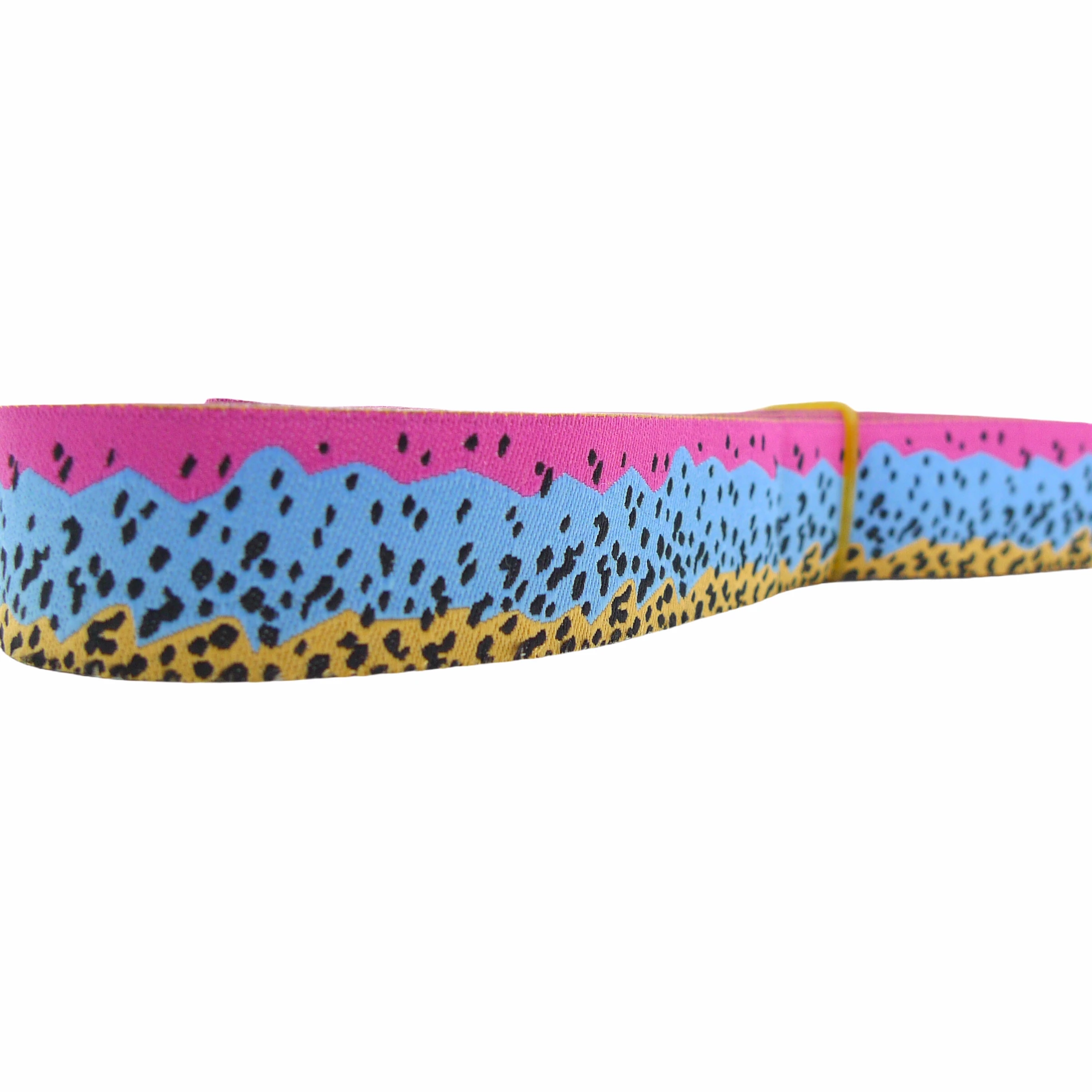 10 Meters 7/8'' 22mm Rainbow Trout Hot Pink Dog Collar Woven Jacquard ...