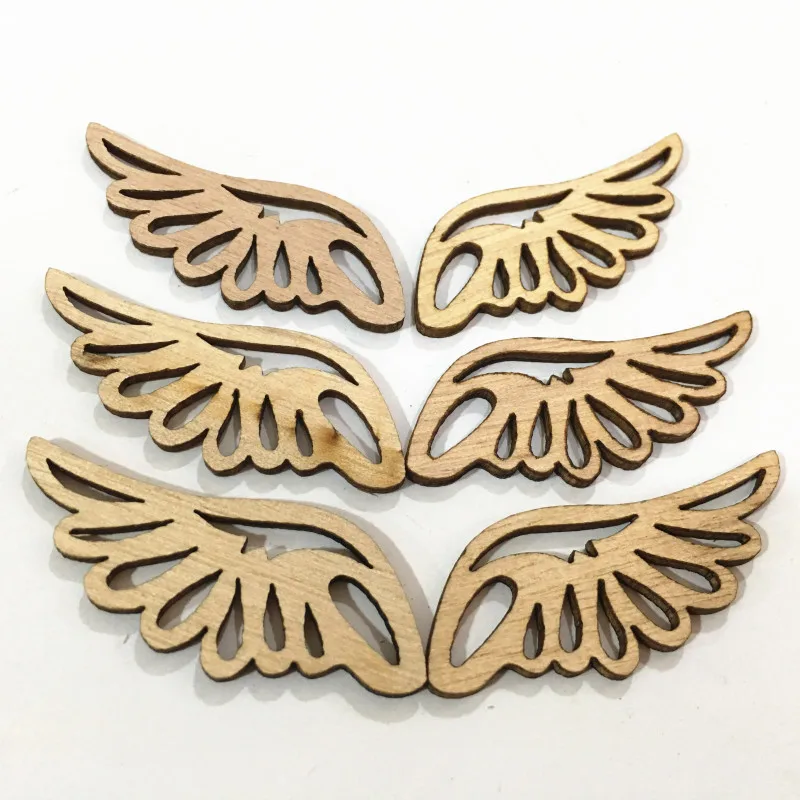 10pcs Wood DIY Crafts Wooden Cute Wing Shape Arts Painting Scrapbooking ...