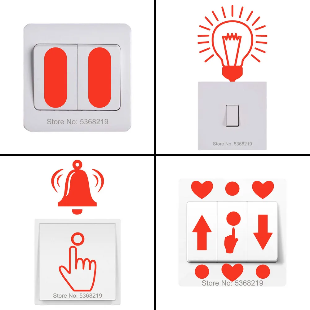 Wall Switch Decoration Luminous Stickers Cat/Fairy/Strip/Bulb/Gecko ...
