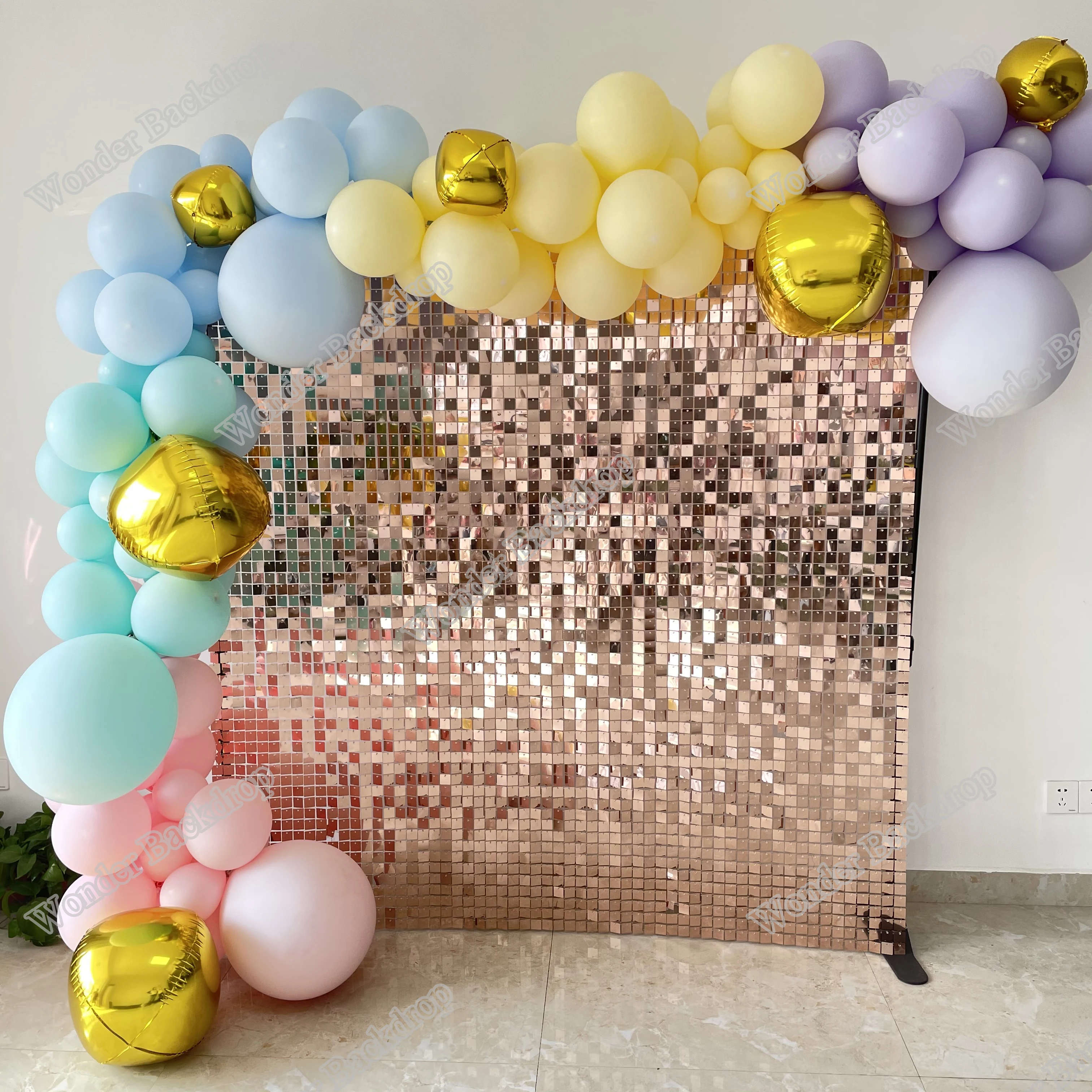 30*30cm each panel rose gold square sequin wall glam sequin backdground ...