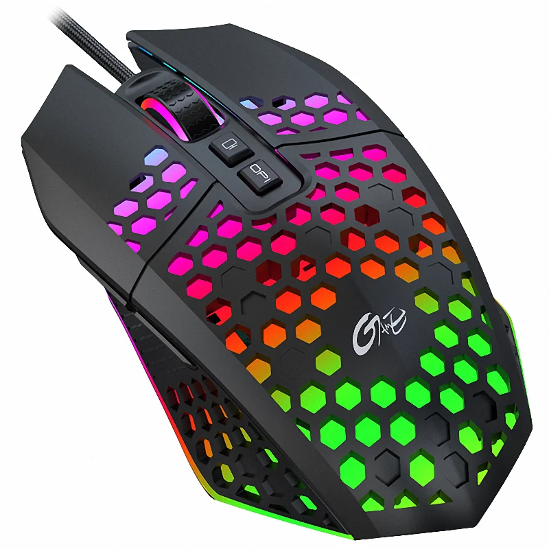 X801 Wired Gaming Mouse Design 7 Programmable Buttons Honeycomb Gaming ...