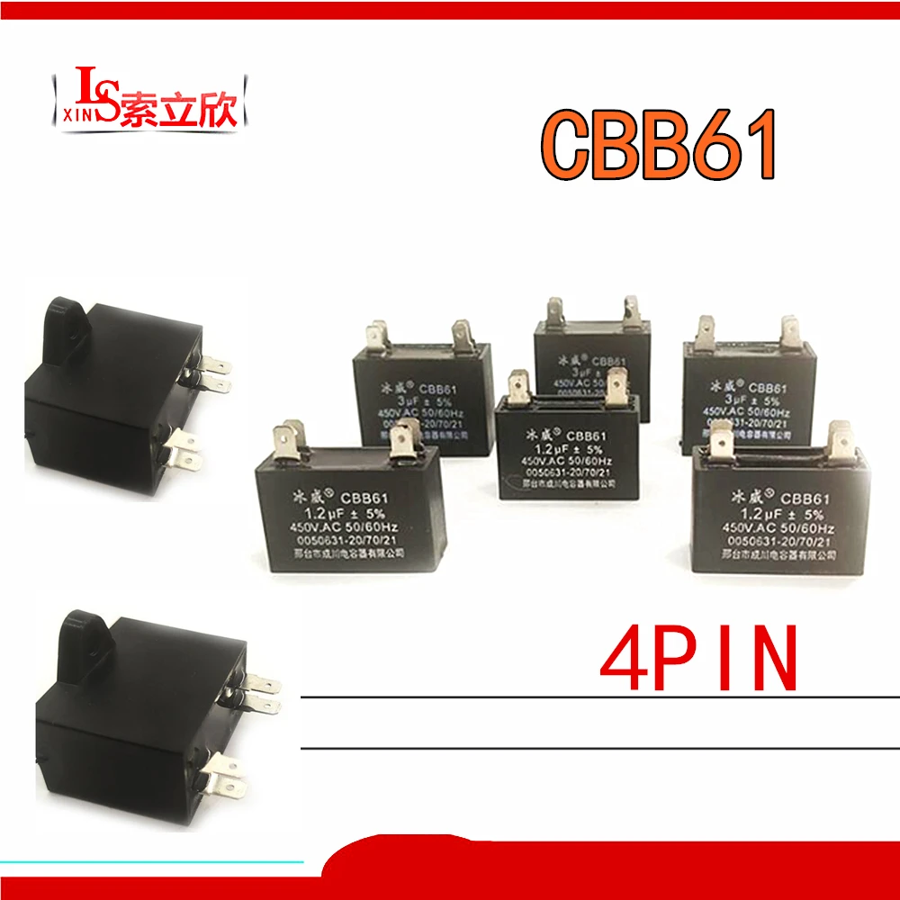 10pcs Cbb61 Cbb6 1uf 1.5uf 2uf 2.5 3uf 3.5uf 4.5uf 5uf 450v Air ...