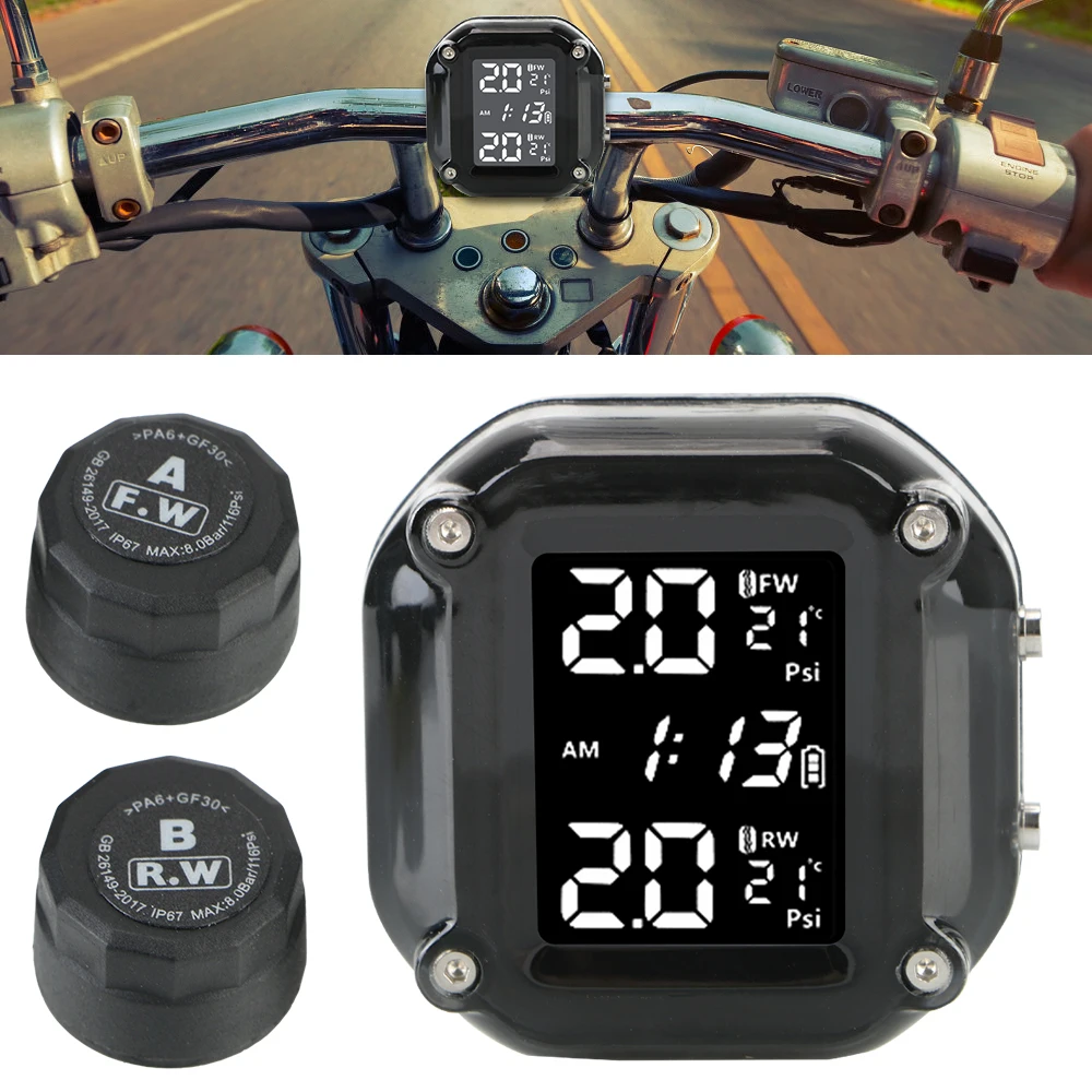 Motorcycle-TPMS-2-Sensors-Tire-Pressure-Monitoring-System-Tyre-Tester ...