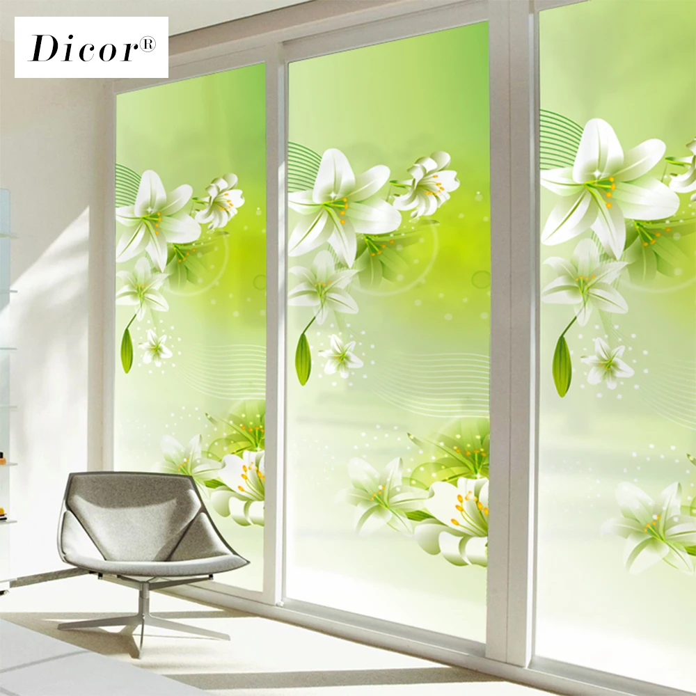 Glass Window Sticker Cling Frosted Decor Privacy Stained Flower new ...