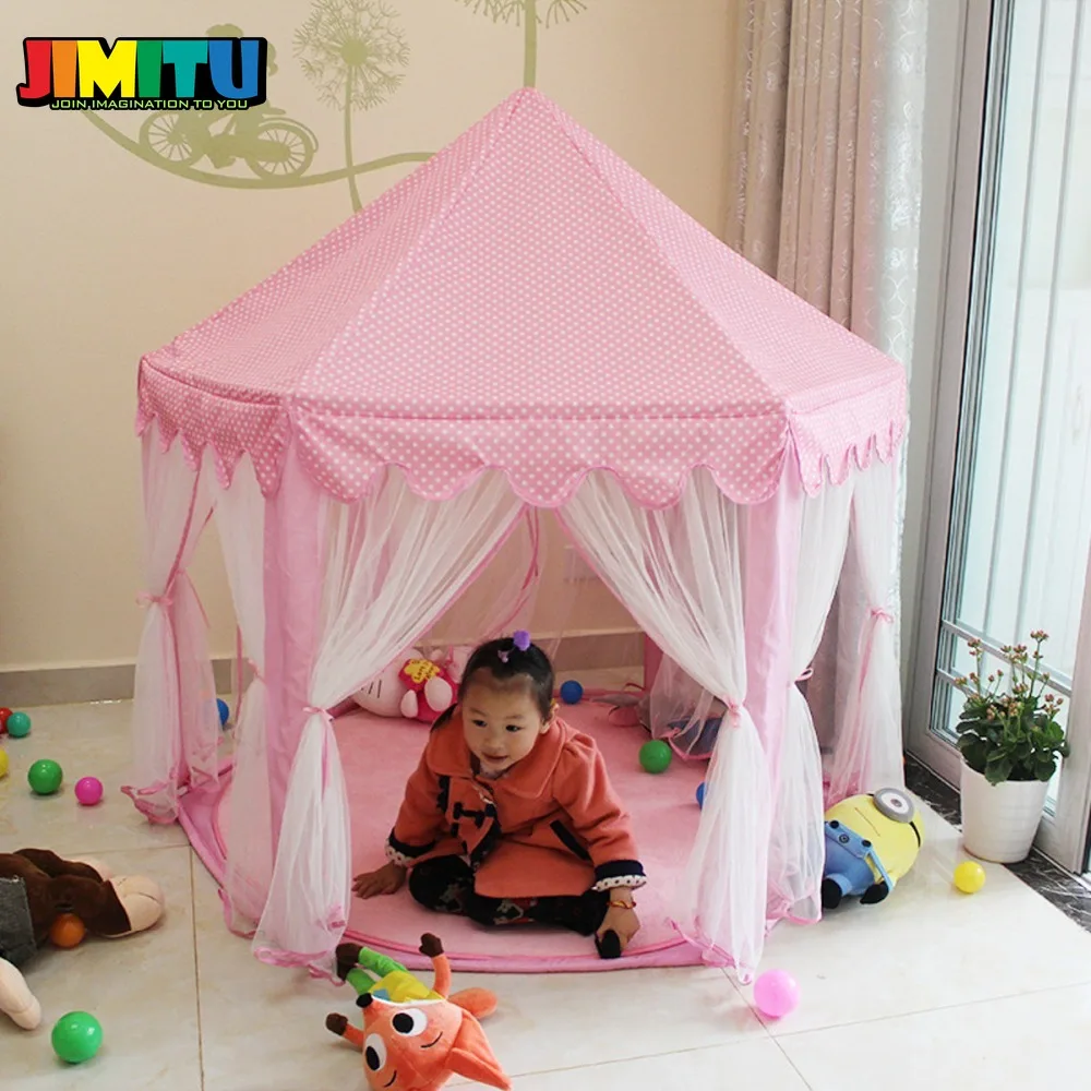 Pink Princess Castle Cute Playhouse Kids Play Tent Tents Portable ...