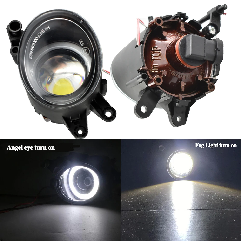 2PCS Car LED Lamp Front Fog Light + Angel Eye Daytime Running Light DRL ...