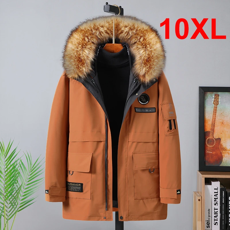 Plus Size 10xl Parkas Winter Fur Collar Jackets Men Jacket Thickened ...
