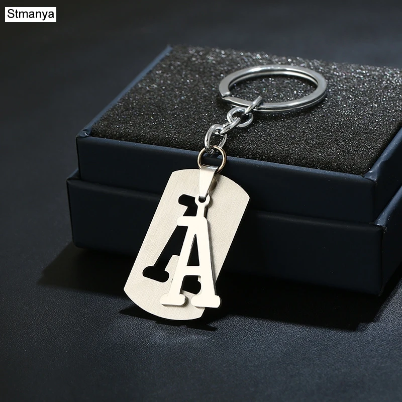 New Diy Stainless Steel A-z Letters Key Chain Charm 26 Letters Keychain ...