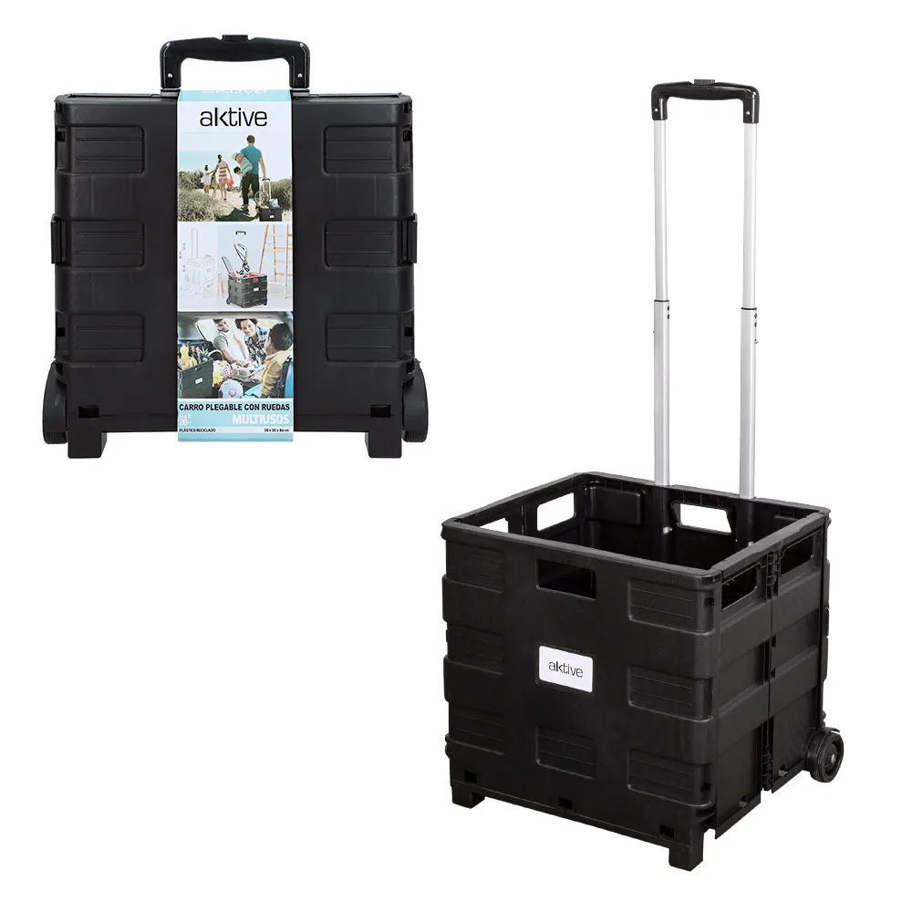 Trolley-shopping-trolley-folding-black-Aktive-cart-buy-2-wheels-folding ...