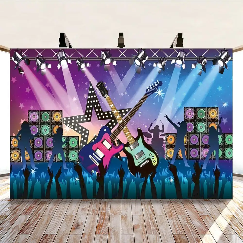 Stage-Guitar-Dynamic-Concert-Carnival-Backdrop-Family-Party-Room ...