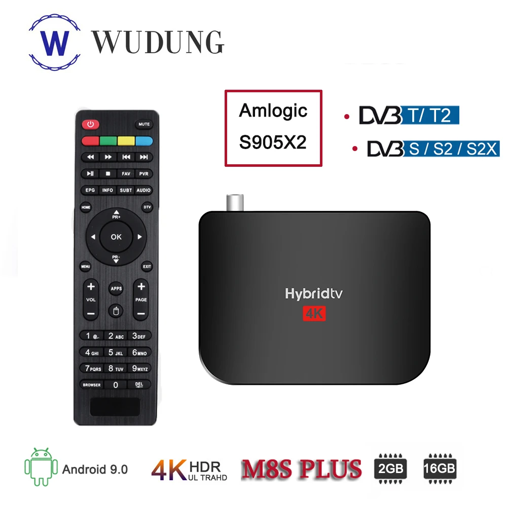 Dispositivo de TV inteligente M8S PLUS, decodificador con Android 9,0, 4K, DVB, DVB T2/T, DVB S2 ...
