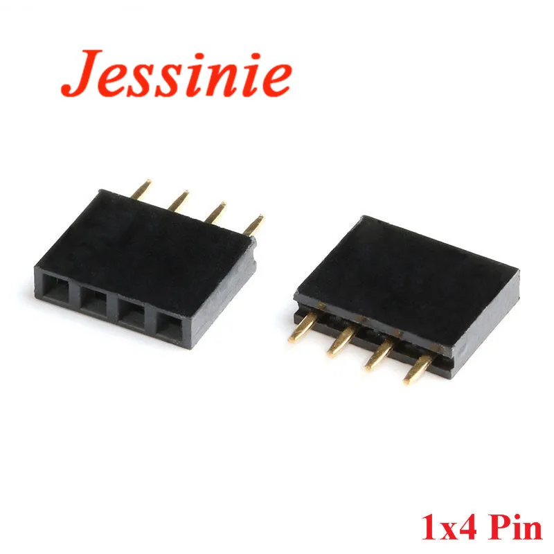50pcs 4P 4Pin Female Single Row Straight Header Strip Socket Row Pin ...