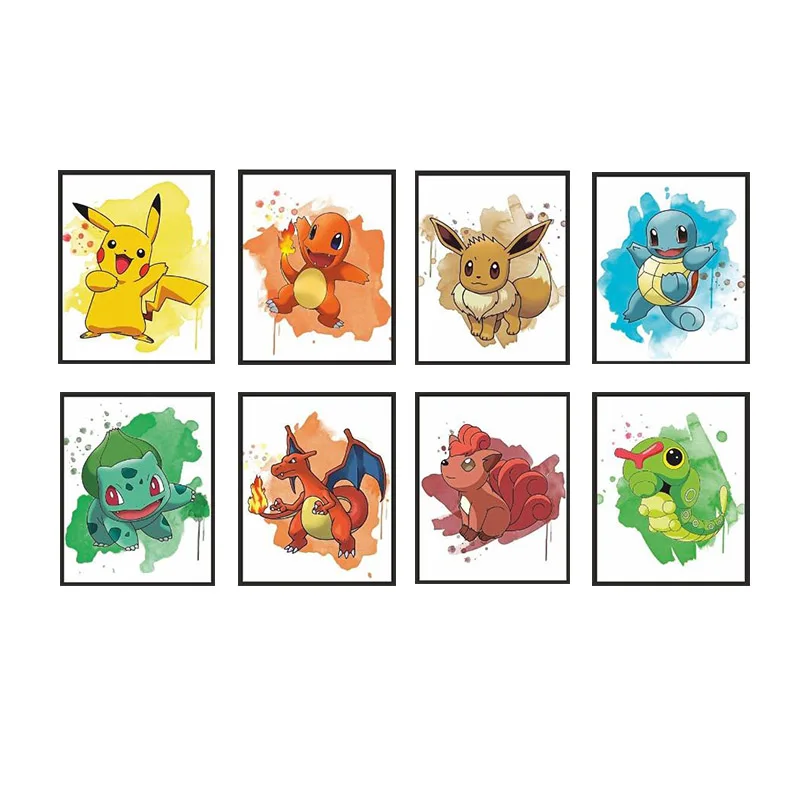 Wall Décor Pikachu Room Decor Squirtle Charmander Art Pokemon Poster Kids Decor Bulbasaur ...