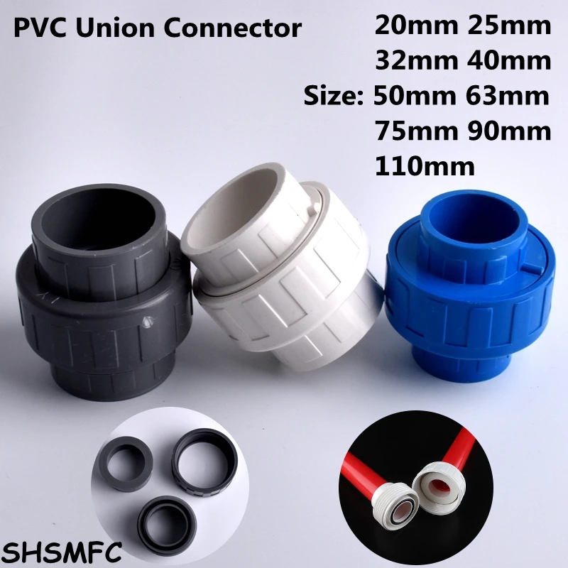 1-2Pcs 20 25 32 40-110mm PVC Pipe Union Connectors Aquarium Tank Water ...
