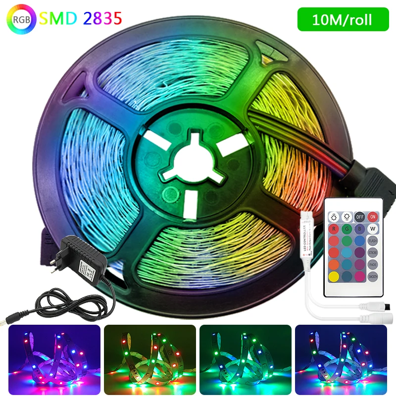 RGB 2835 Color LED Strip Lights Flexible Tape 300 LEDs With IR Remote ...