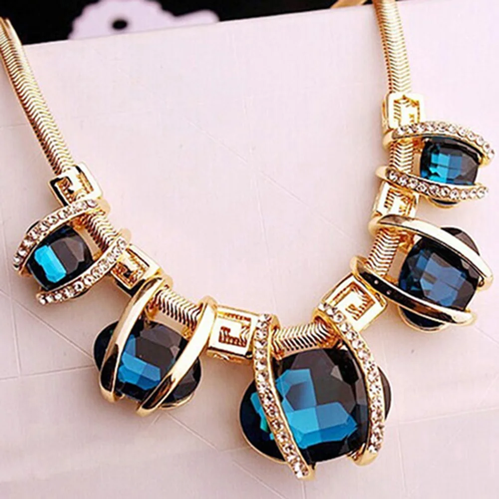 Fashion-Women-Crystal-Pendant-Golden-Chain-Choker-Beauty-Statement-Bib ...