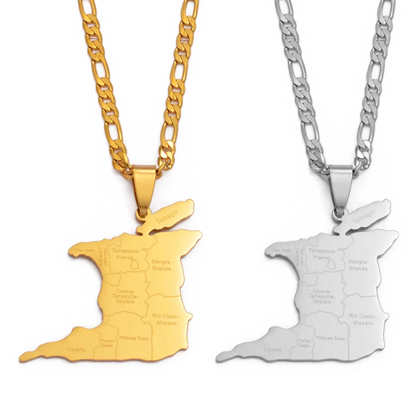 Anniyo (3.5cm Big) Trinidad & Tobago Map City Name Pendant Necklace For ...