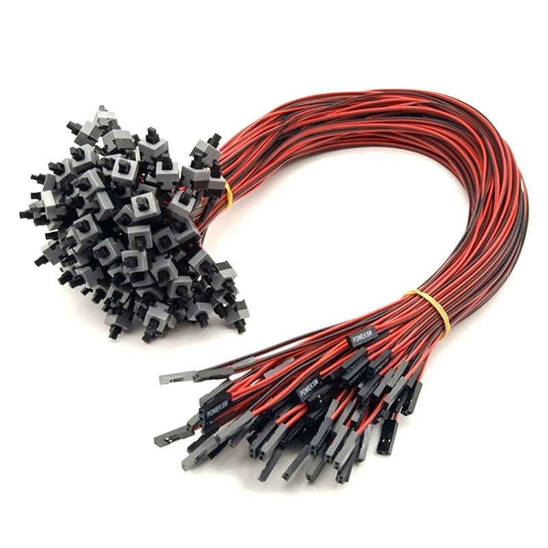 Generic 100 Pack 2 Pin Sw Pc Power Cable On/off Push on Atx Computer ...