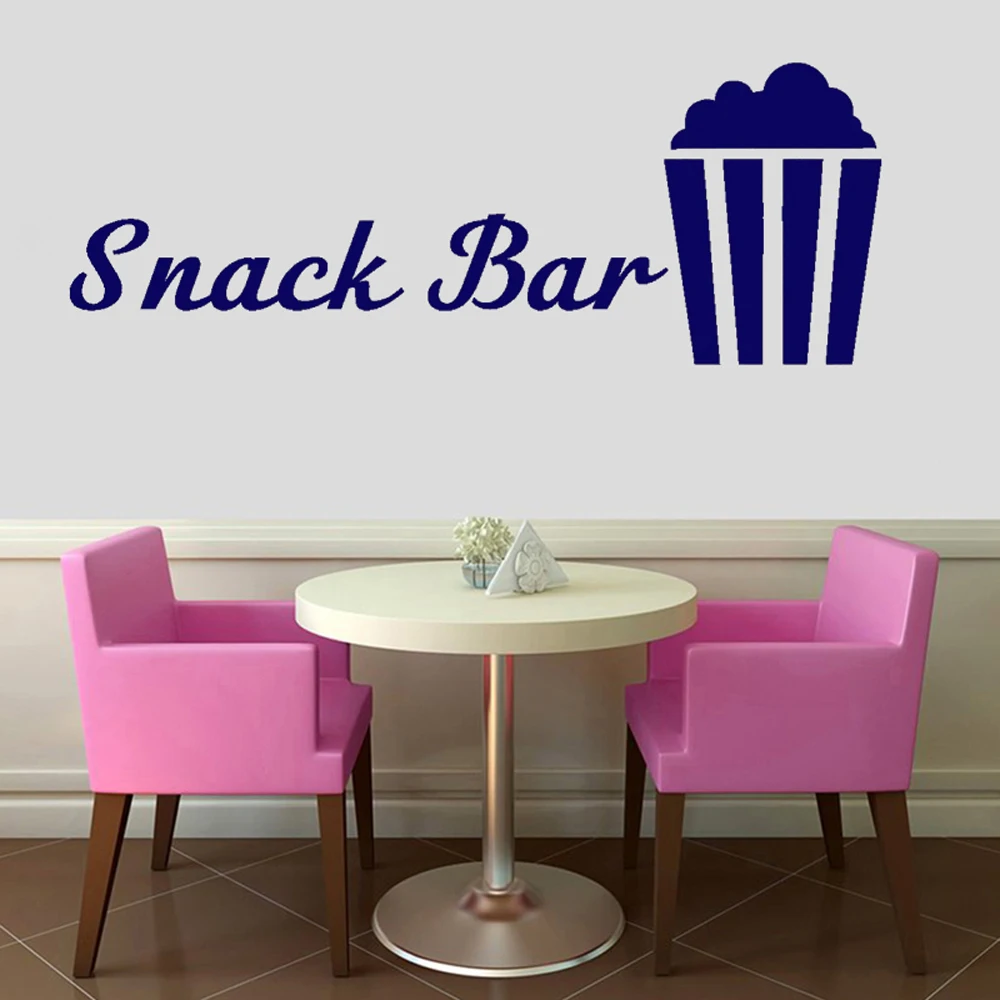 Snack Bar Wall Stickers Popcorn Pattern Vinyl Decals Store Shop Window ...