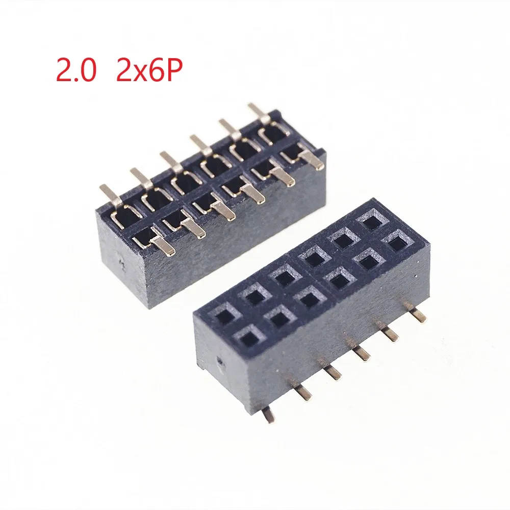 100pcs 2x6 P 12 Pin 2.0 mm Pin Header Female Dual row SMT PCB surface ...