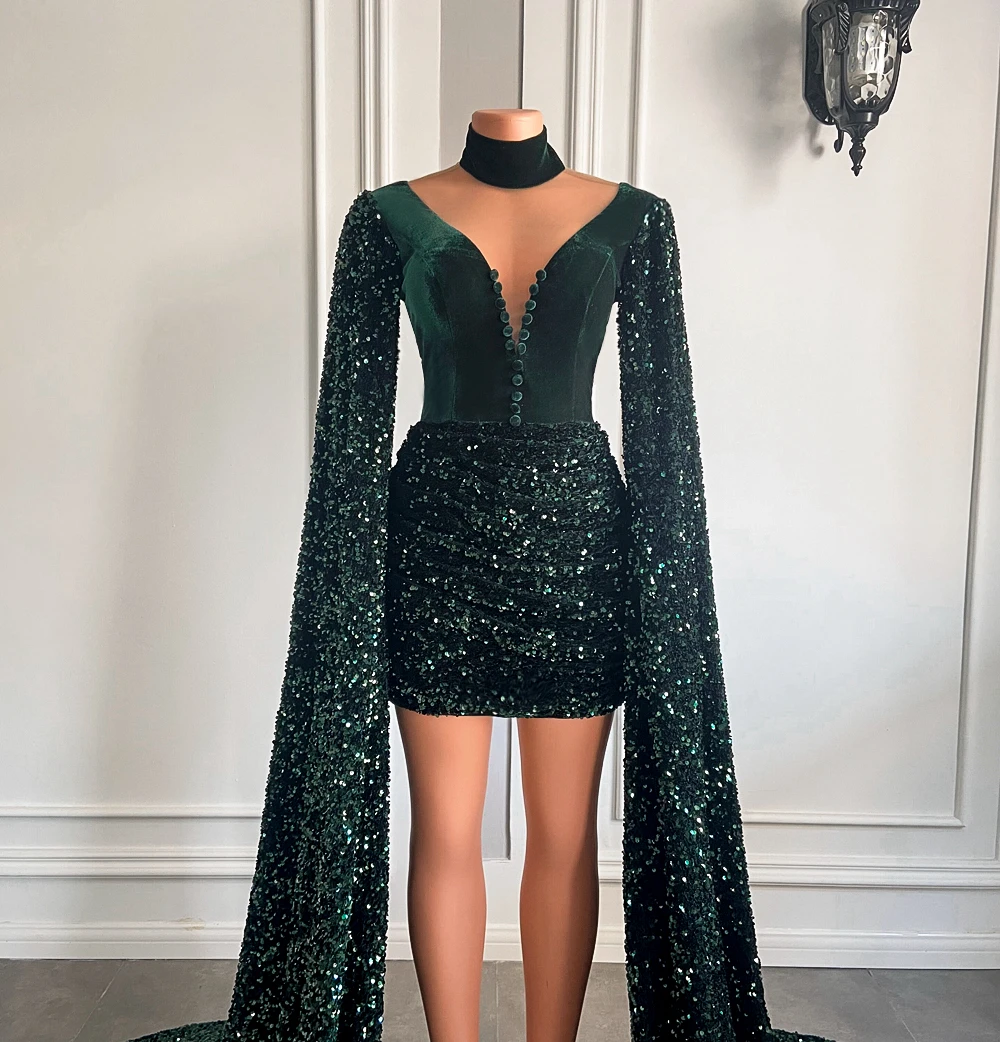 Real Sample Long Sleeve High Neck Short Prom Dresses 2022