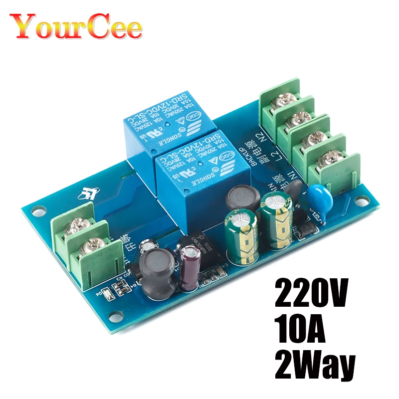 220V Two-Way Power Automatic Switcher 10A 2 Power Supply 2 In 1 Out ...