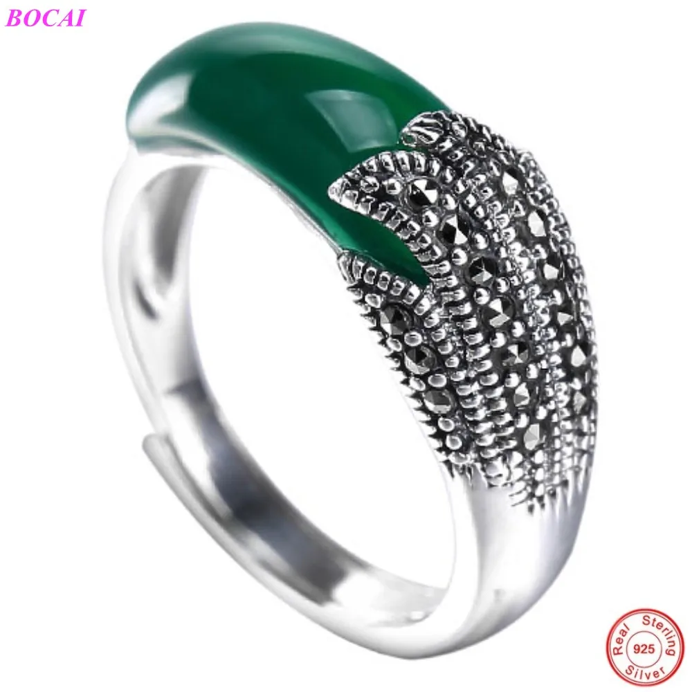 S925-Pure-Silver-Rings-For-Women-Thai-Silver-Inlaid-With-Natural ...