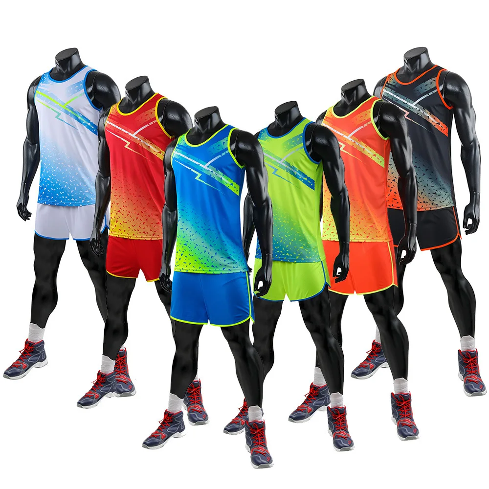 Male Female Track and Field Vest + Shorts Men's Gym Jogging Shirt ...