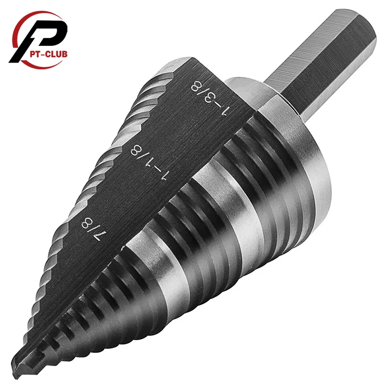 Double Fluted Step Drill Bit for Cutting Metal Hole Multi sizes 7/8 to ...