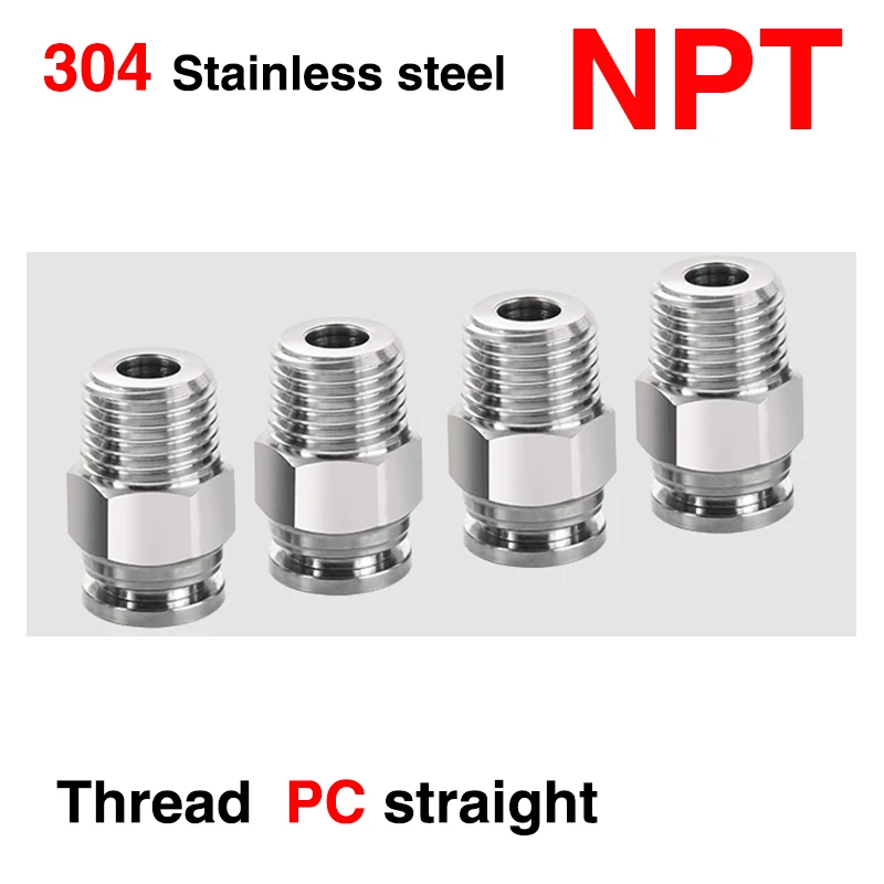 2 Pcs Pc Npt 304 Stainless Steel Thread Pneumatic Quick Insertion Of ...