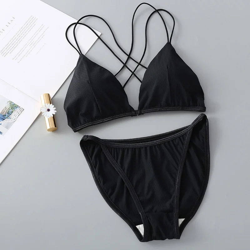 Одноцветный женский бюстгальтер модный бесшовный комплект нижнего белья бюстгальтер и трусики