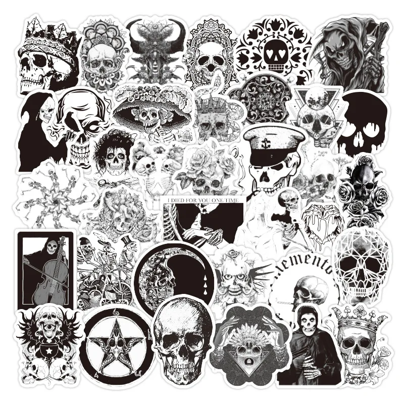 Black and White Gothic Style Skull Stickers Electronics & Accessories ...