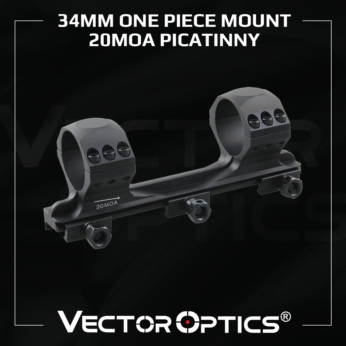 X Accu 34mm Medium Profile One Piece 20MOA Picatinny Mount Designed For ...