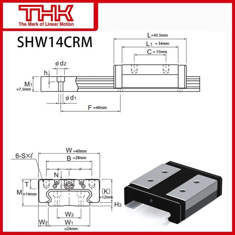 hanh trượt THK SHW12CRM, SHW12HRM, SHW14CRM, SHW17CRM, SHW21CR, SHW27CR ...